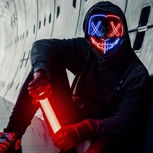 Other | Led Light Up Halloween Mask Scary Rave Glow Led Face Mask With ...